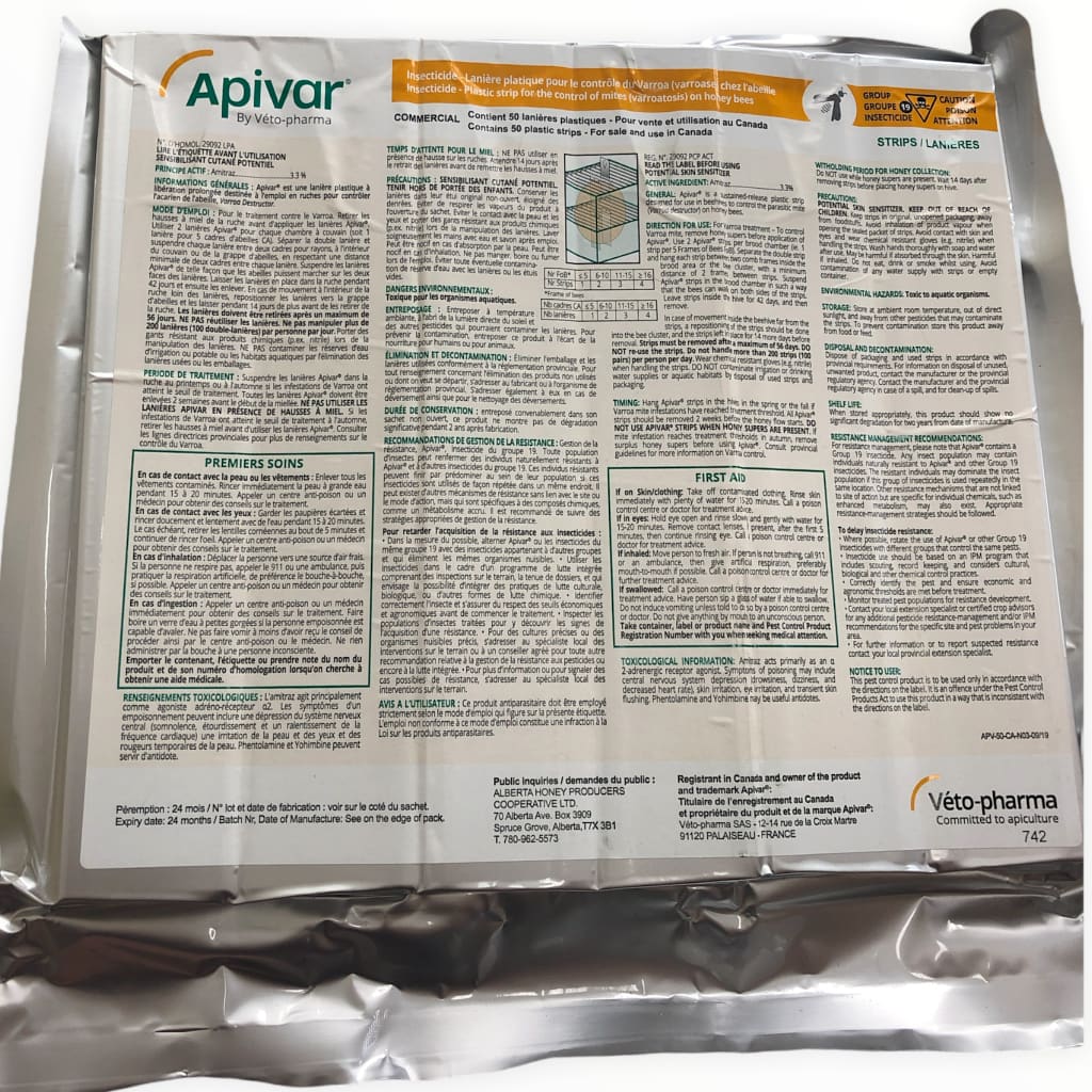 Apivar Strips: Effective Varroa Mite Treatment for Bees| Maritime Bee ...